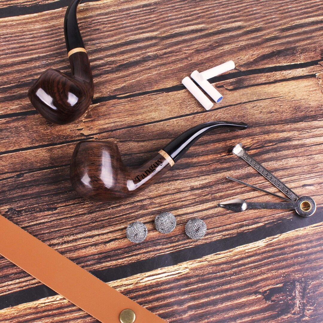 Personalized Wooden Tobacco Pipe – Custom Engraved Pipe for Men ...