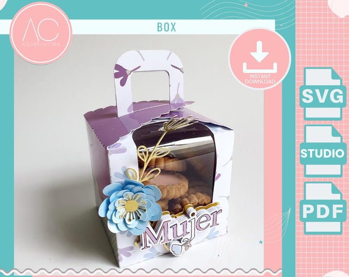 Food Box With Handle Template, Cookie Box Template, Resizeable Template ...