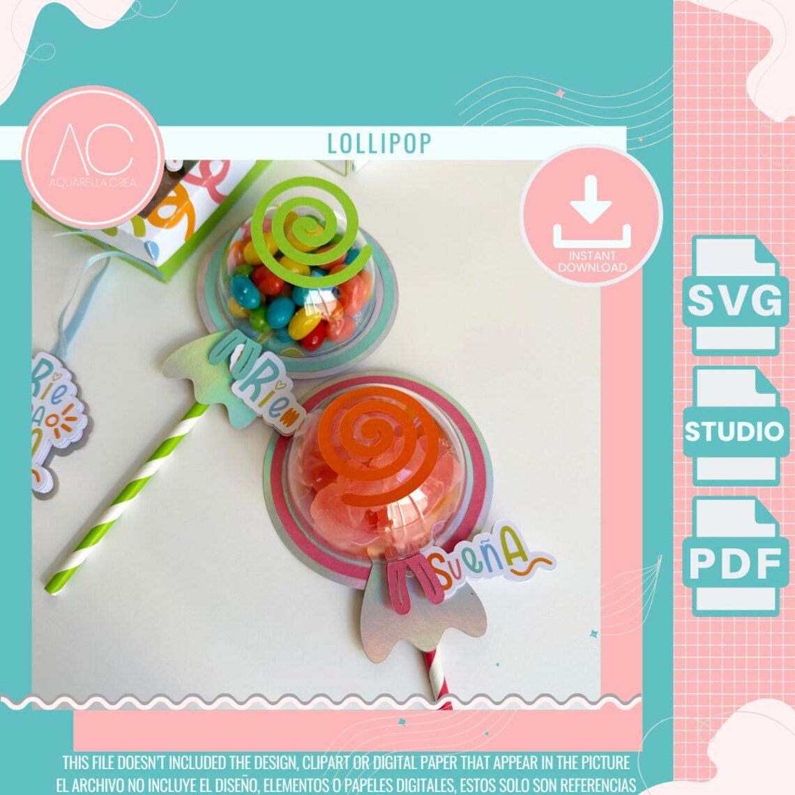 Children's Day Lollipop Holder SVG: Candy Dome Template (digital ...