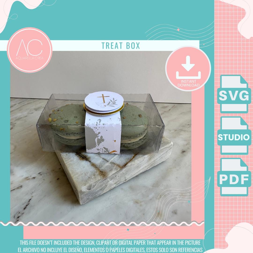 Macaron Favor Box SVG Template: Baptism, Communion, Wedding (digital ...