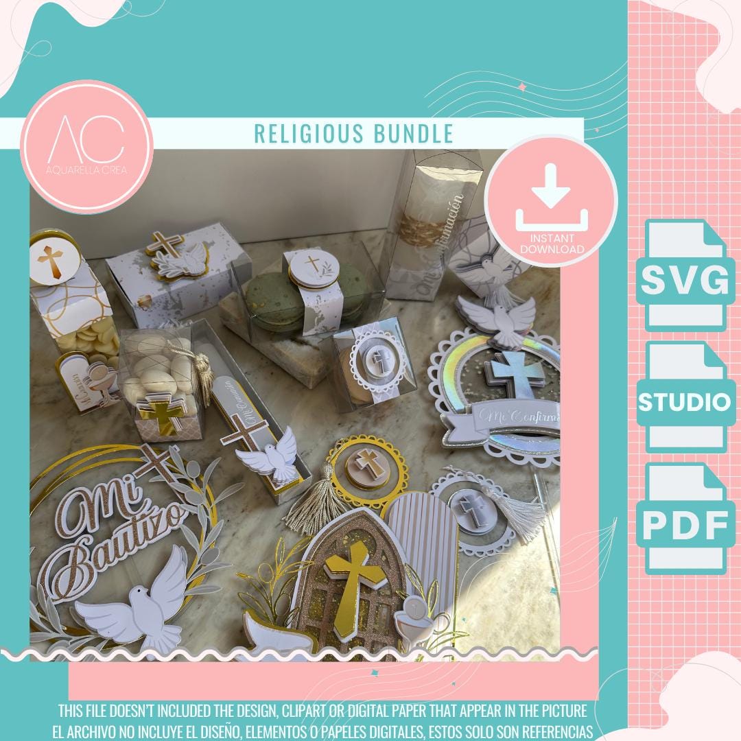 Christening Bundle SVG Template: Baptism, Communion, Wedding (digital ...