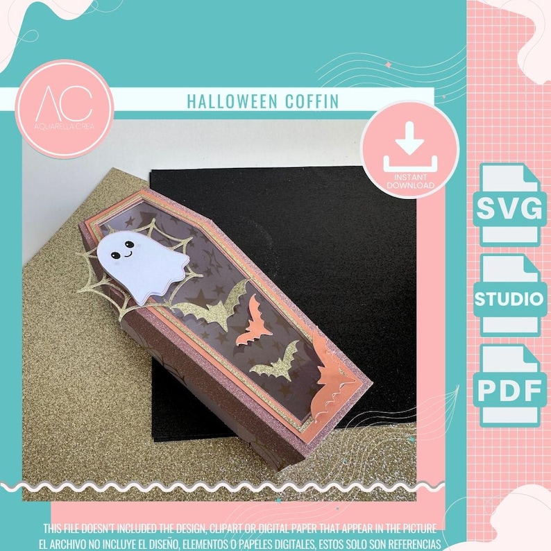Halloween Coffin Box SVG Template: DIY Candy Favor Box (digital ...