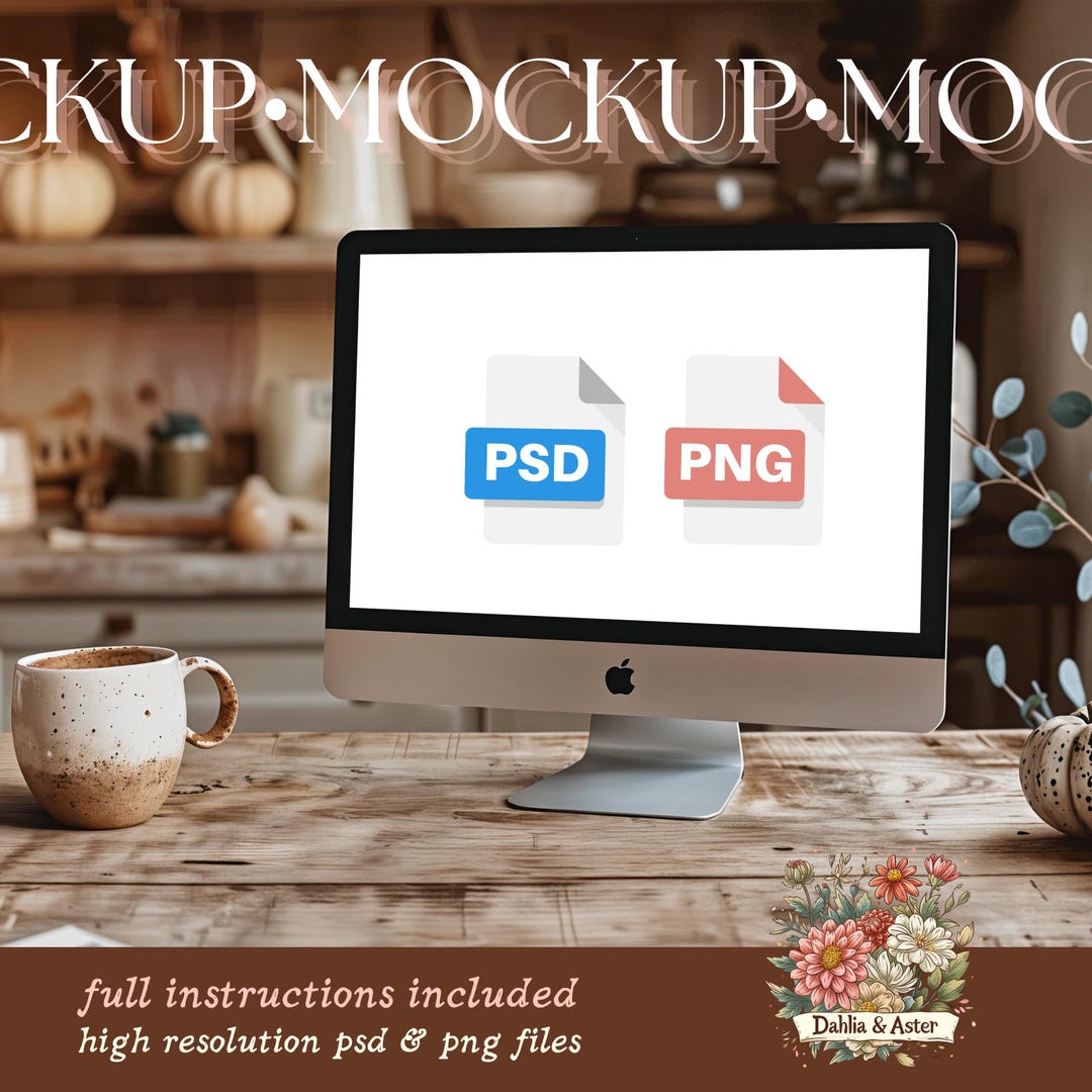 Fall-themed Imac Mockup | Apple Mac PSD & PNG Files | Cozy Autumn ...