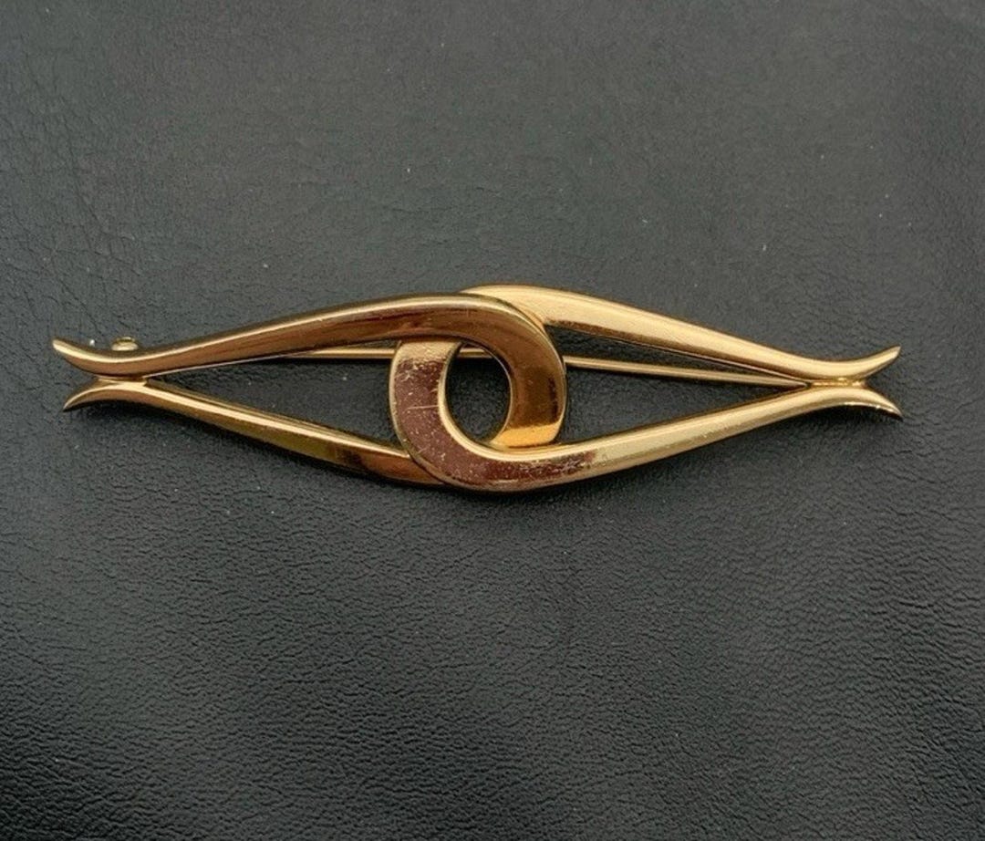 Vintage Monet Gold Tone Elegant Curvy Bar Brooch Signed - Etsy