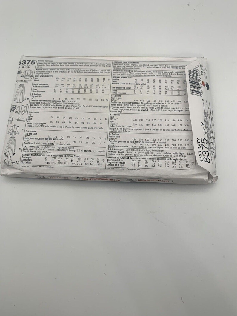 Simplicity 8375 Edwardian Titanic Era Walking Gown Costume Pattern 18 ...