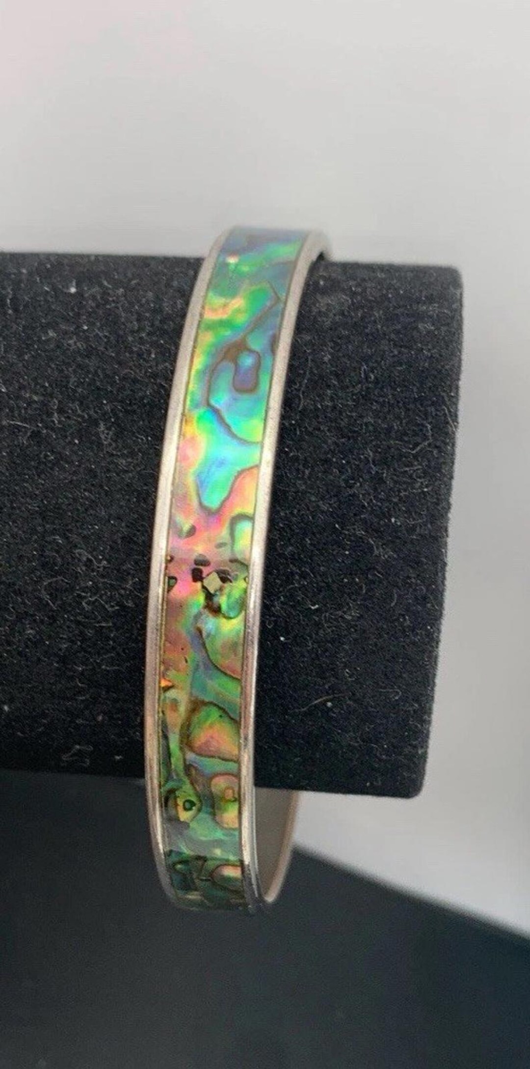 Vintage Stunning Silver Tone and Abalone Shell Bangle Bracelet - Etsy