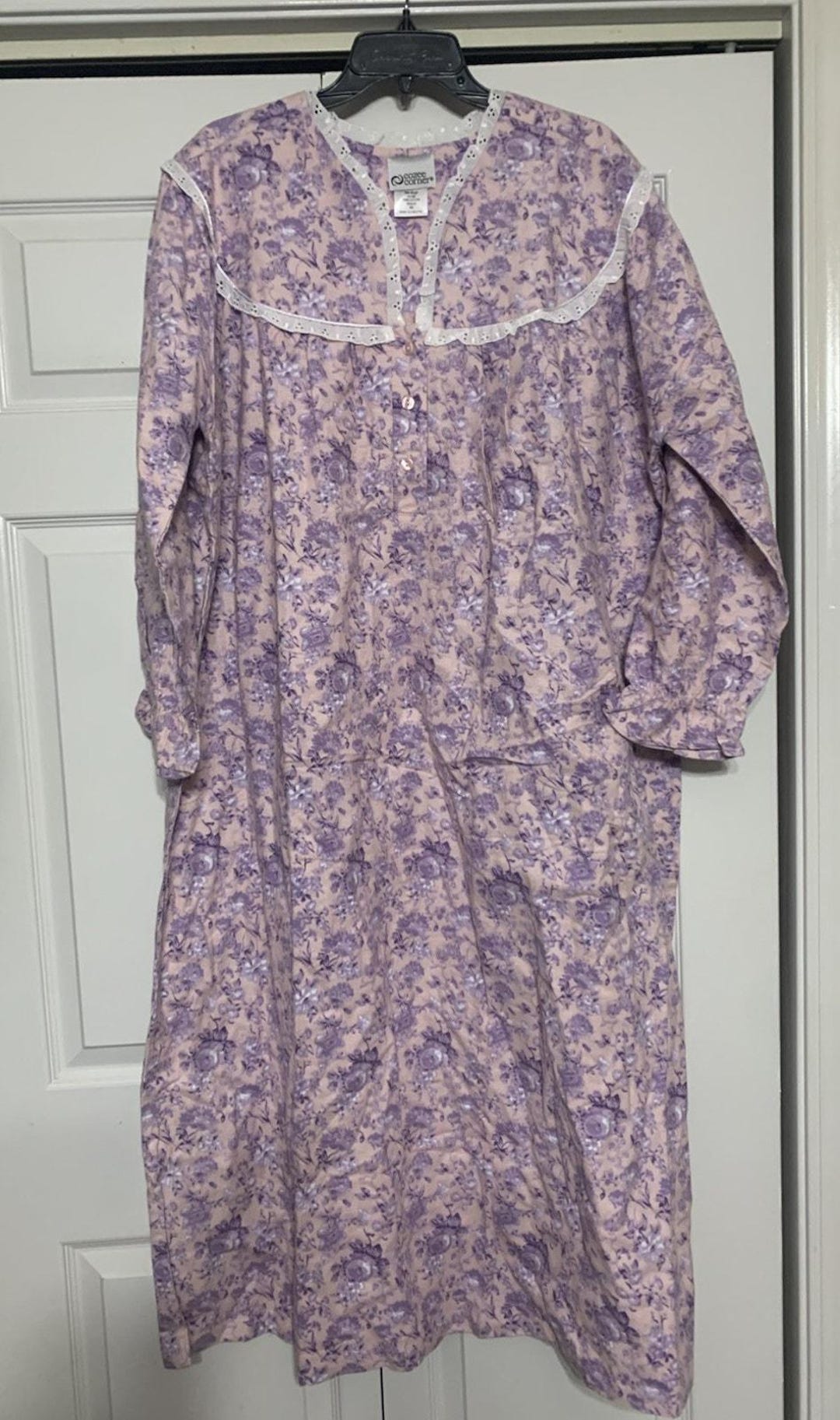 Vintage Cozee Corner Nightgown 2X Cotton Flannel Floral Granny Cottage ...