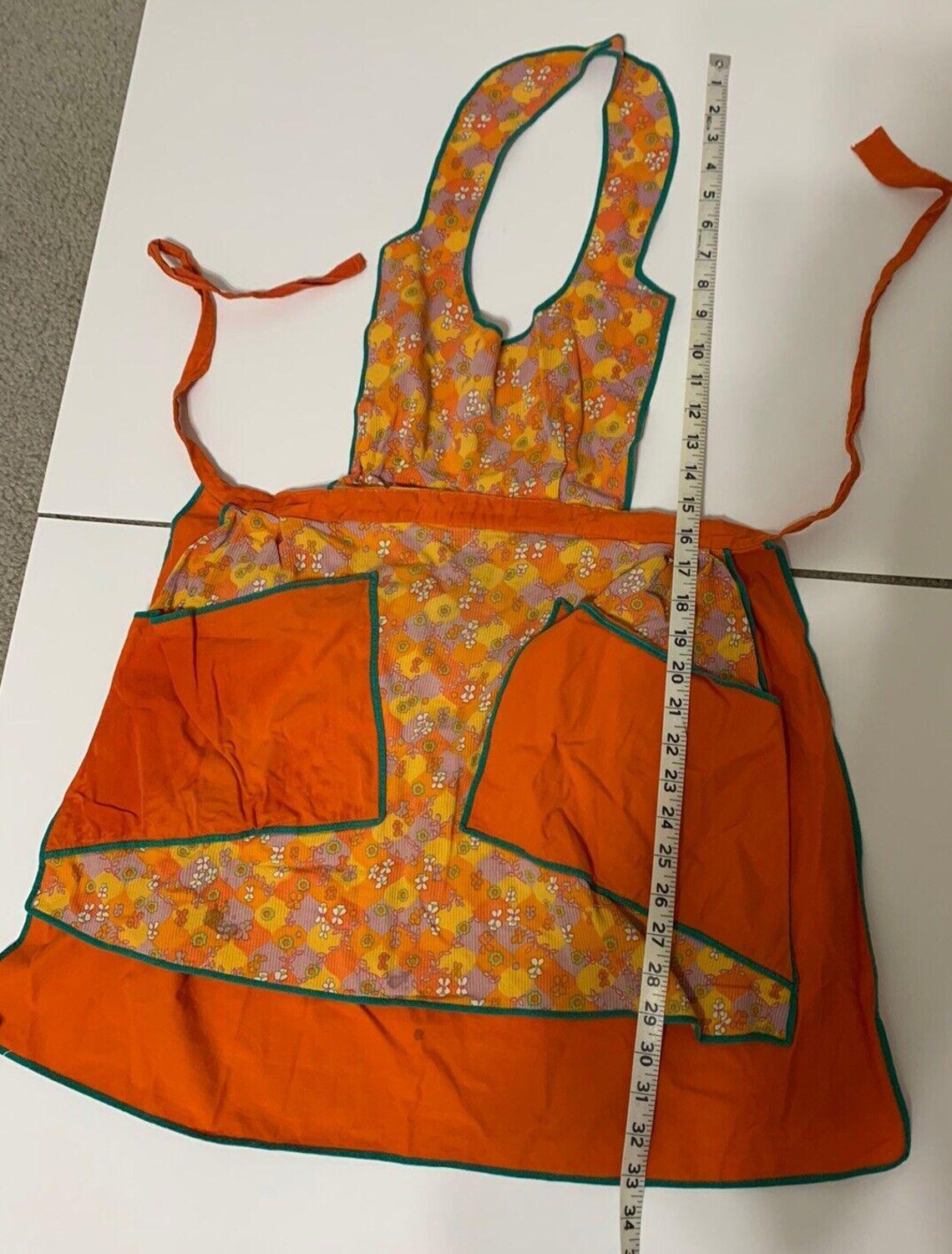 Vintage 40s Handmade (machine Sewn) Apron Retro Great Colors Small (Q51 ...