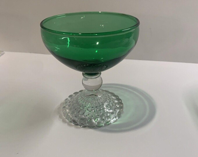 Vintage Anchor Hocking Forest Green Glass Sherbet Champagne Goblet ...