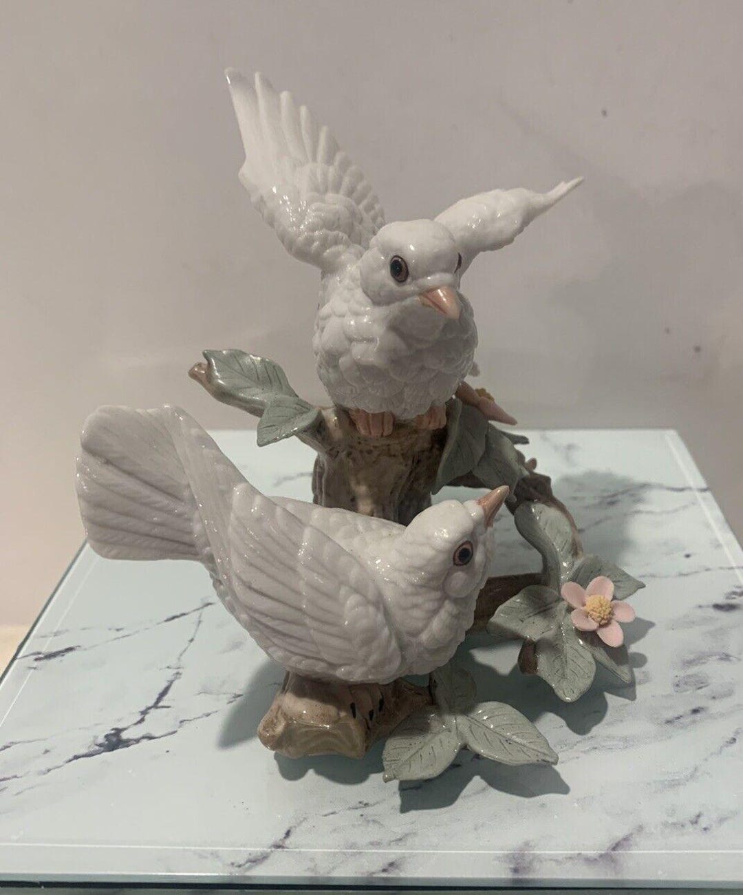 Vintage Geo Z Lefton Pair of White Doves Porcelain Love Birds on Tree ...