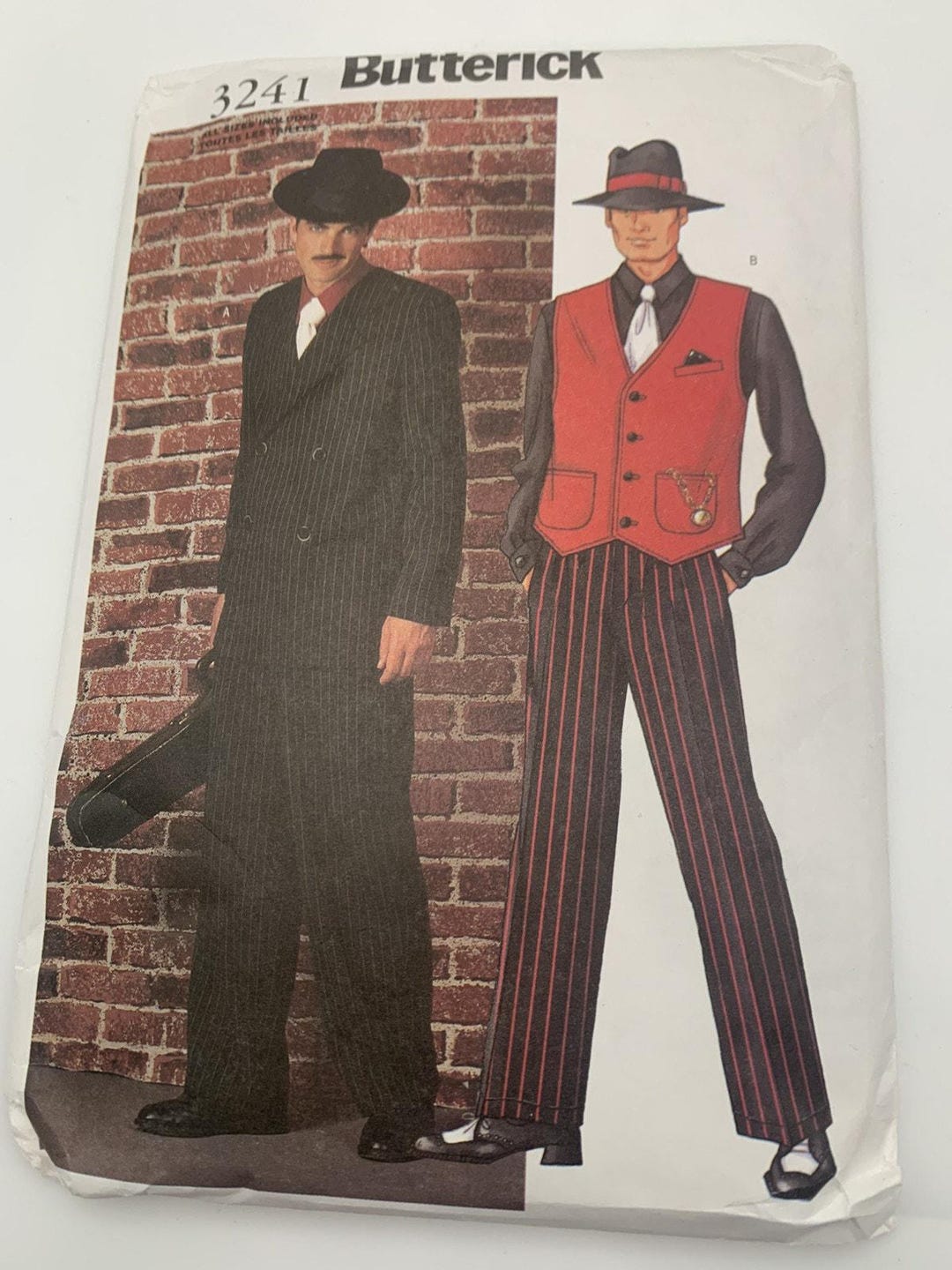 Vintage Butterick 3241 Costume Sewing Pattern Mobster 20s 30s 40s Suit ...