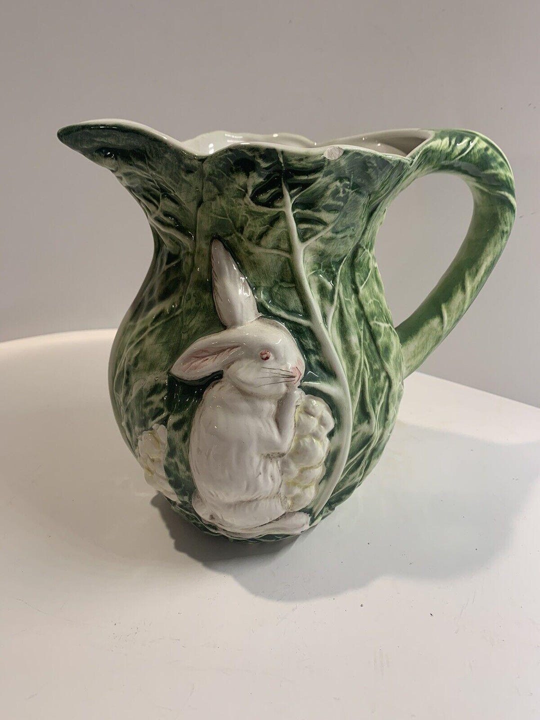 Vintage Vietri Italian Pottery Rabbit Majolica Pitcher Bunny Cabbage ...
