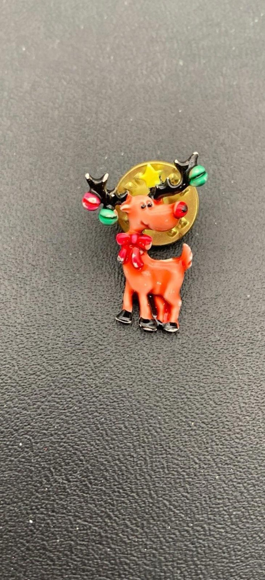 Vintage JJ Christmas Lapel Pin Painted Reindeer Deer Enamel Scatter Pin ...