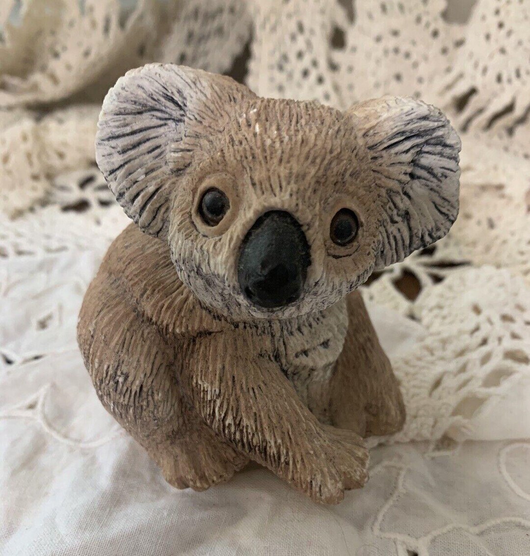 Vintage 1984 Stone Critters Collection KOALA Statue Figurine signed 3.5 ...
