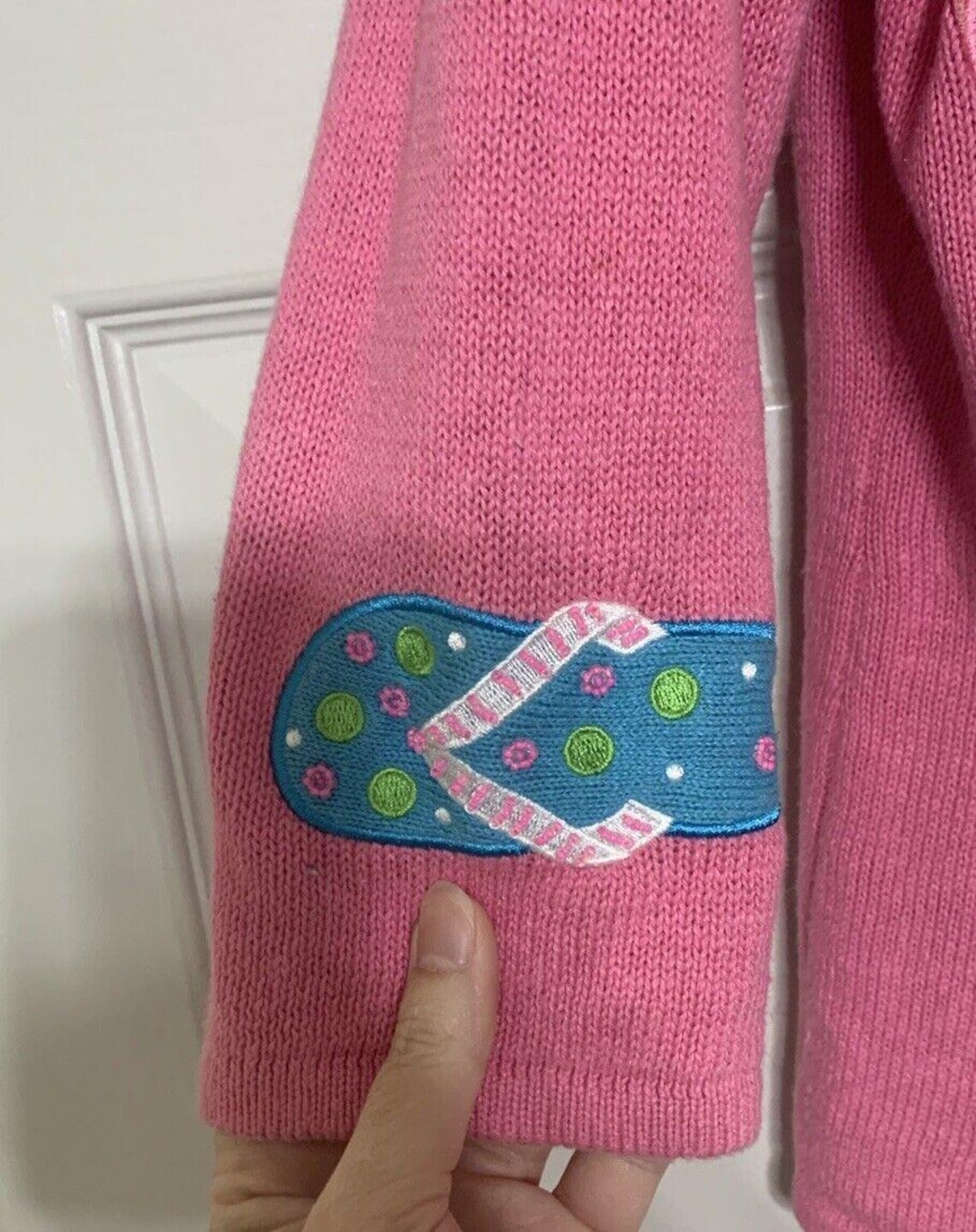 Vintage Timberlea Beaded Flip Flop Embroidered Sweater Cardigan Size M ...