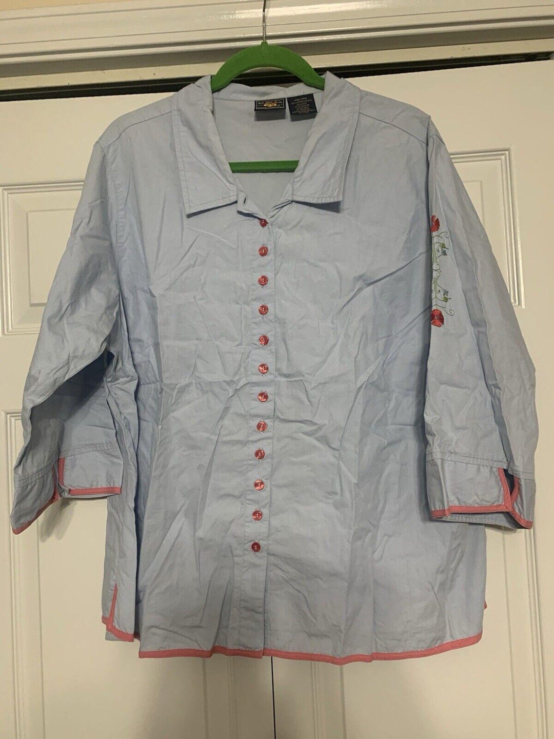 Vintage Route 66 Floral Embroidered Button Front Cottage Core Top Size ...