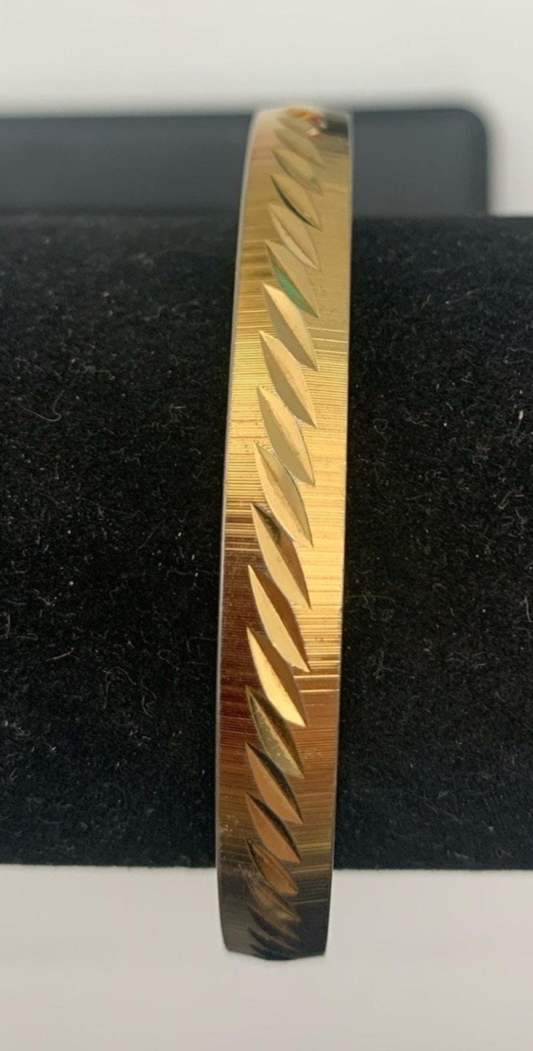 Vintage Monet Gold Tone Etched Bangle Bracelet Costume Jewelry Signed ...