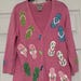 Vintage Timberlea Beaded Flip Flop Embroidered Sweater Cardigan Size M ...