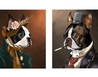 American Gentleman Tattoo Boston Terrier Dog Art Flash art | Etsy