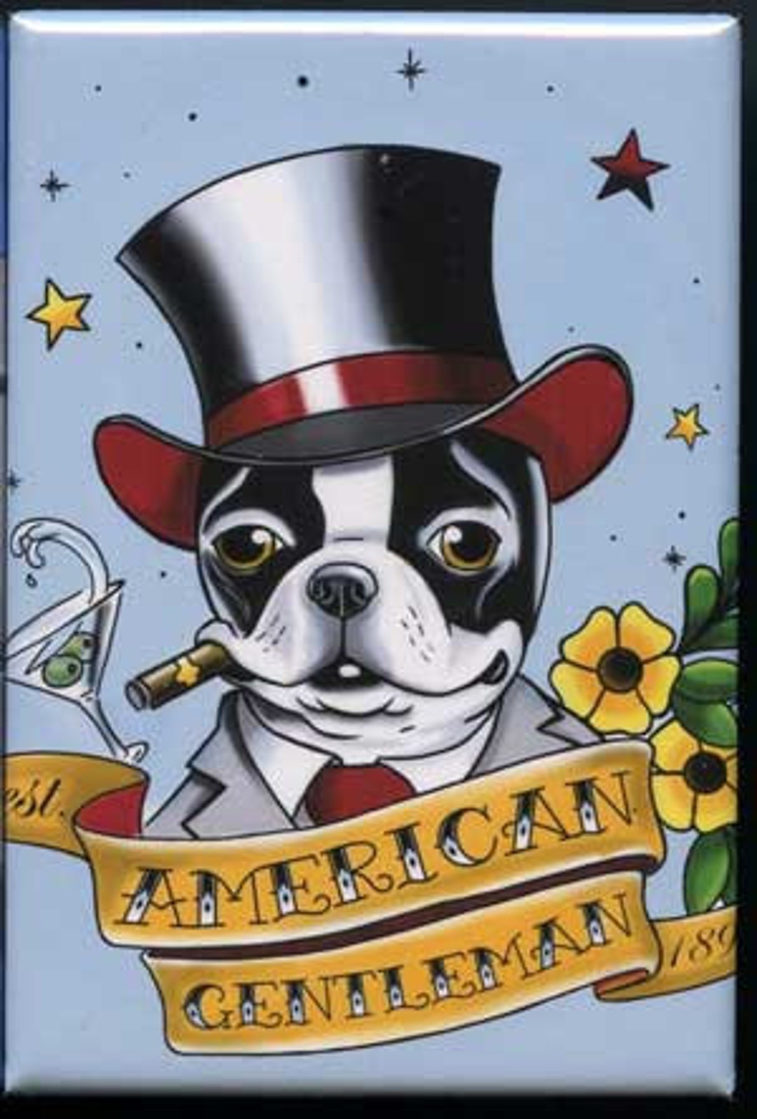 Boston Terrier Tattoo American Gentleman Dog Art Magnet Boston Terrier ...