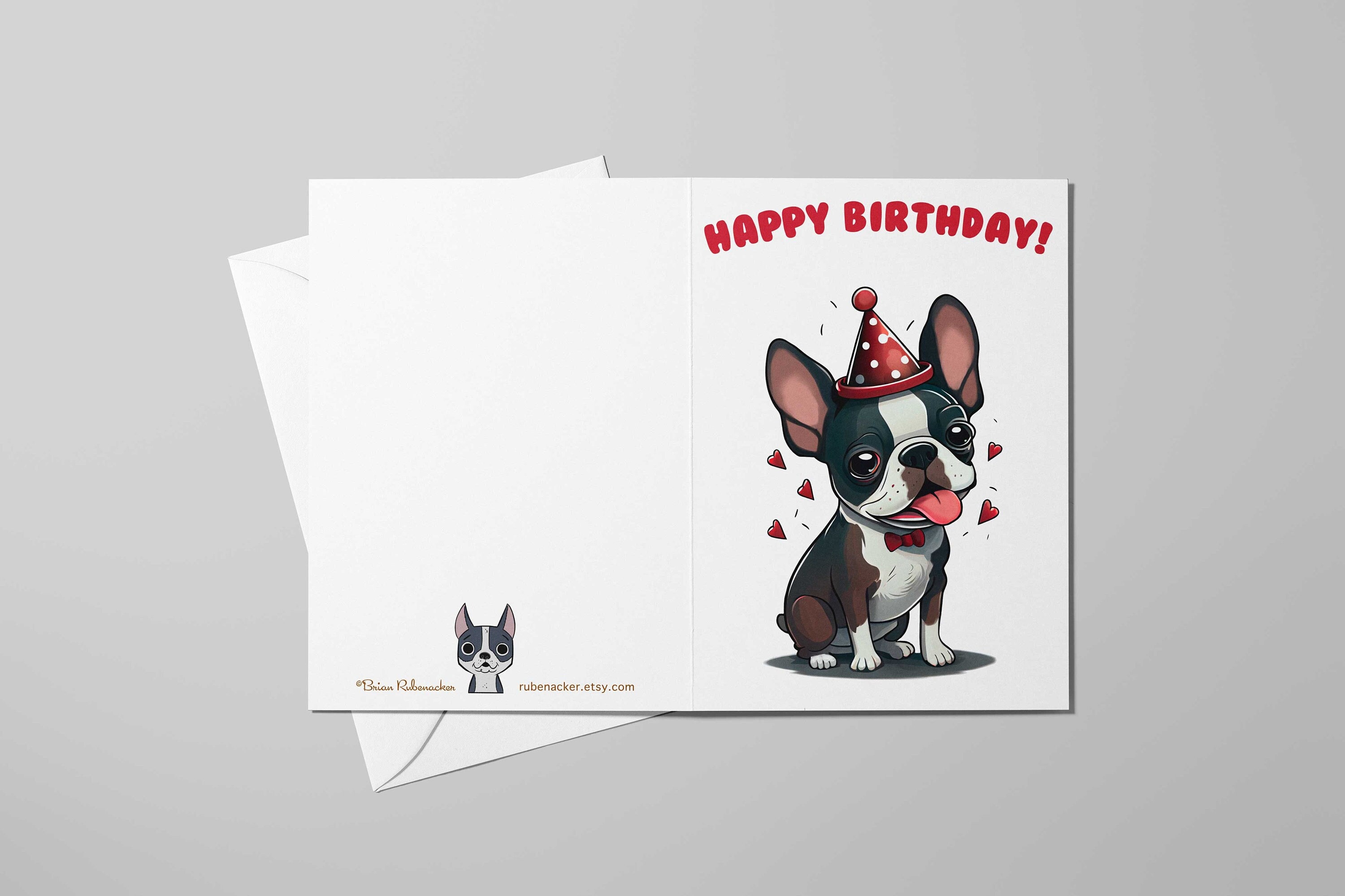 Boston Terrier Card, Birthday Cards, Boston Terrier Greeting Cards, Dog ...