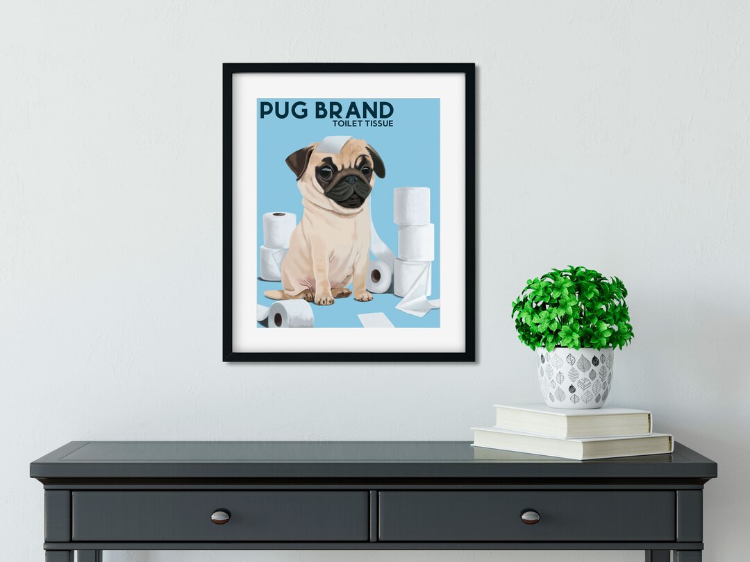 Pug Gift, Pug Art, Pug Print, Pug Wall Decor, Cute Pug Dog Art Print ...