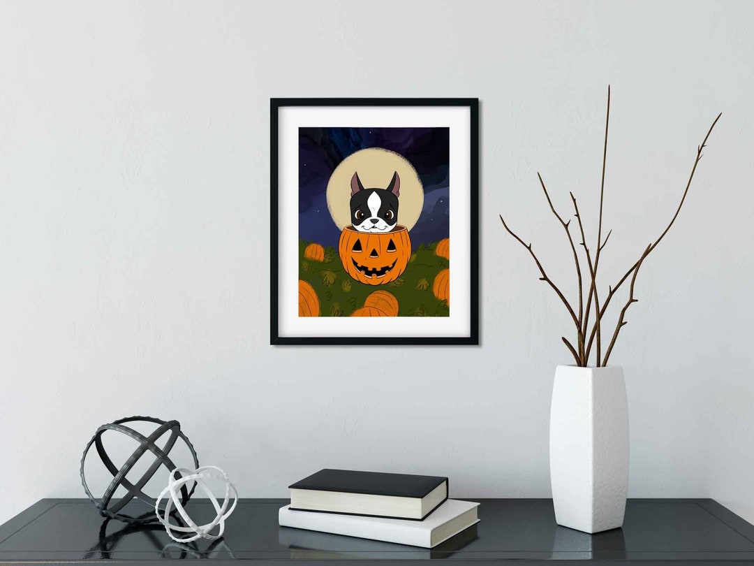 Boston Terrier Witch, Boston Terrier Art, Boston Terrier Gift, Dog Art ...