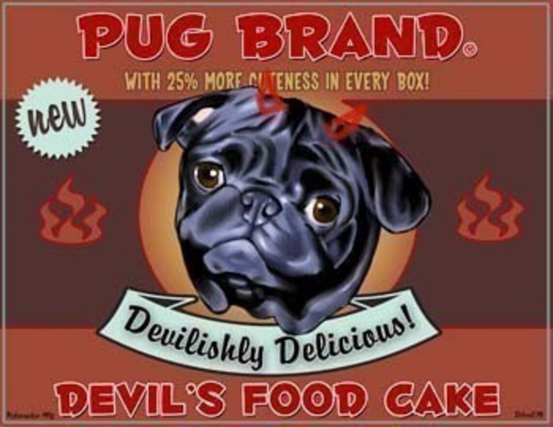 Pug Gift Pug Devil's Food Cake Dog Art Label Print Pug - Etsy