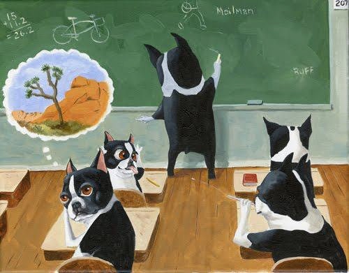 Boston terrier gift Boston Terrier School House Dog Art | Etsy