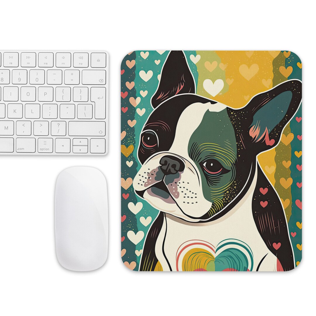 Boston Terrier Heart Mouse Pad, Boston Terrier Gift, Boston Terrier ...