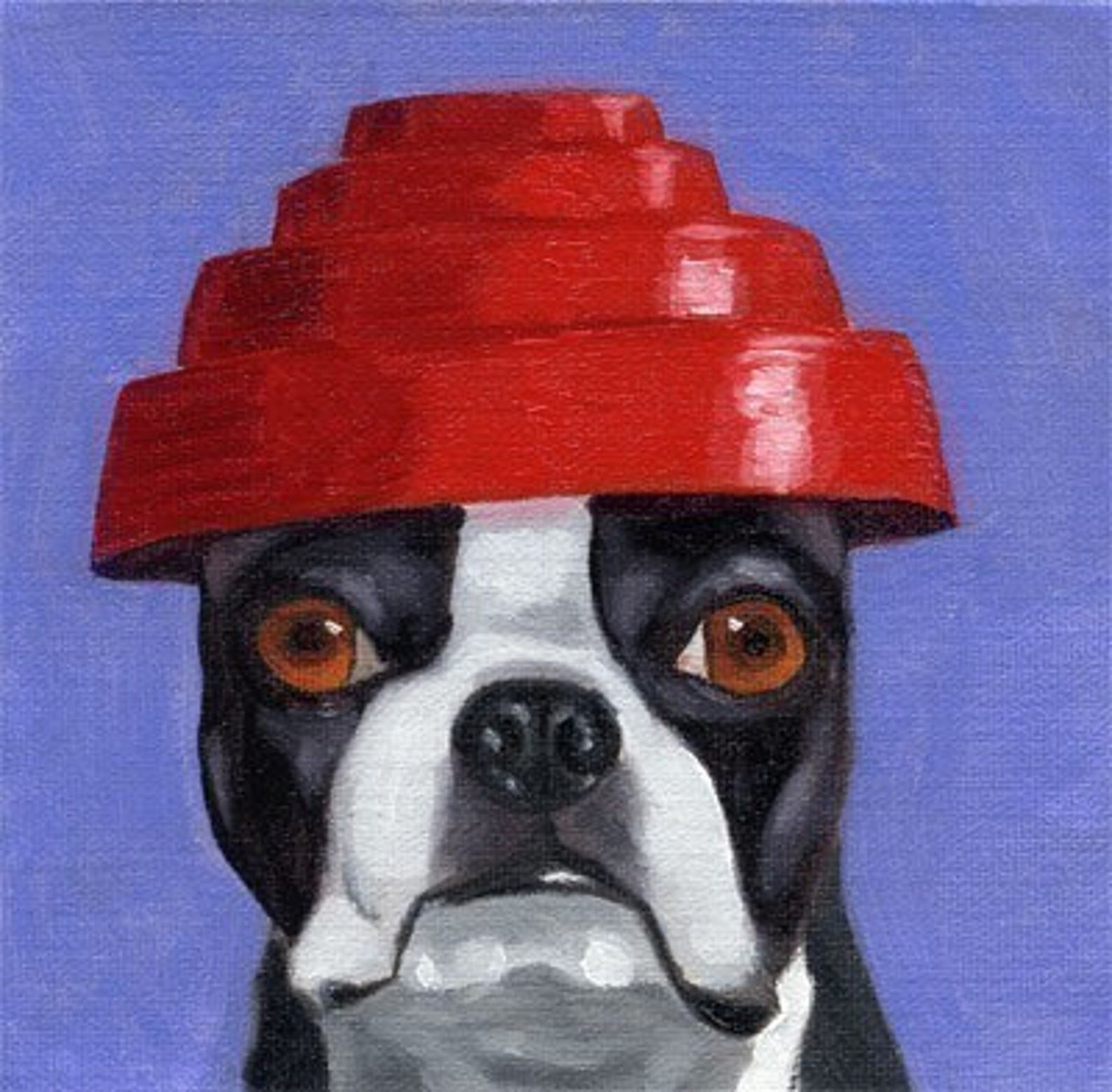 Boston Terrier Art Print: Devo Hat Dog Wall Decor - Etsy