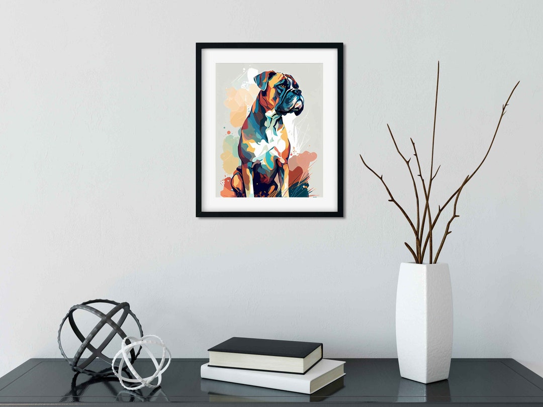Boxer Dog Gift, BOXER Art Print by Brian Rubenacker, Boxer Wall Art ...