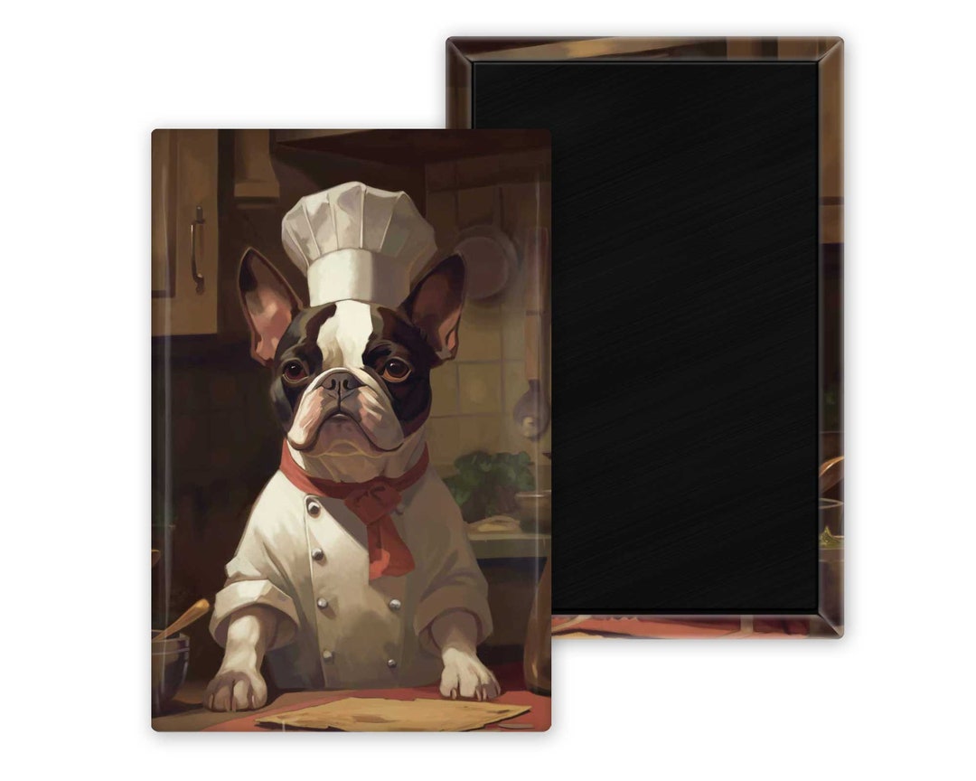 Boston Terrier Gift, Boston Terrier Chef Hat Magnet, Boston Terrier Art ...