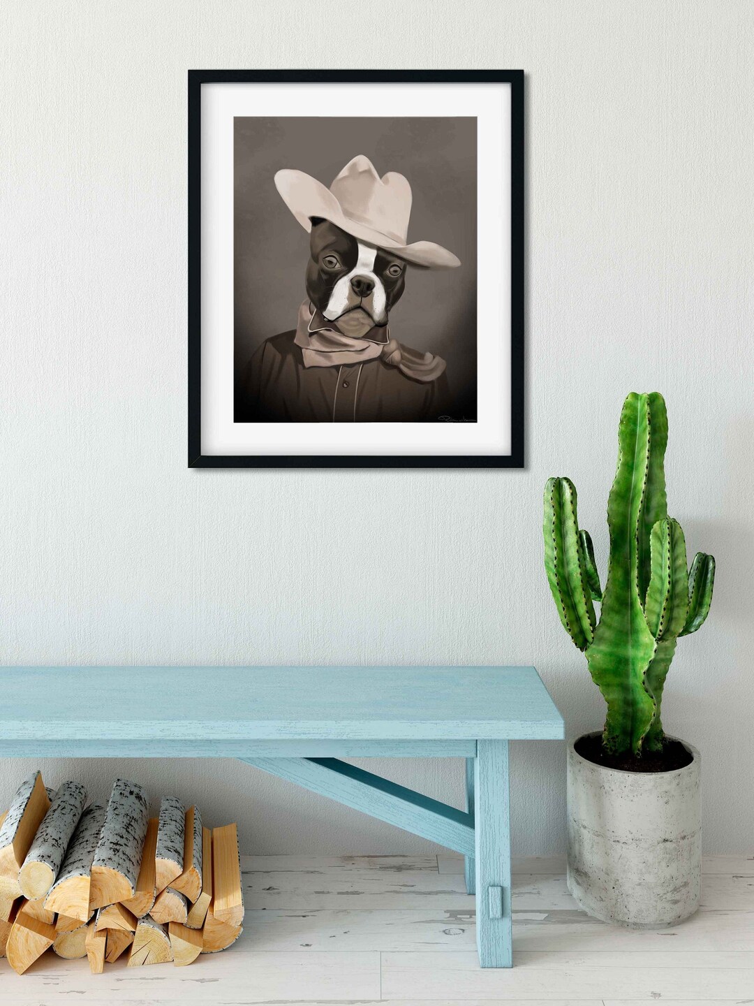 Boston Terrier Gift, Old West Boston Terrier Art, Print by Brian ...