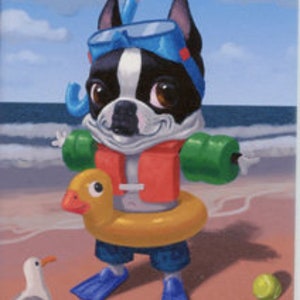 Boston Terreir Gift, Boston Terrier Magnet, Fun at the Beach, Cute ...