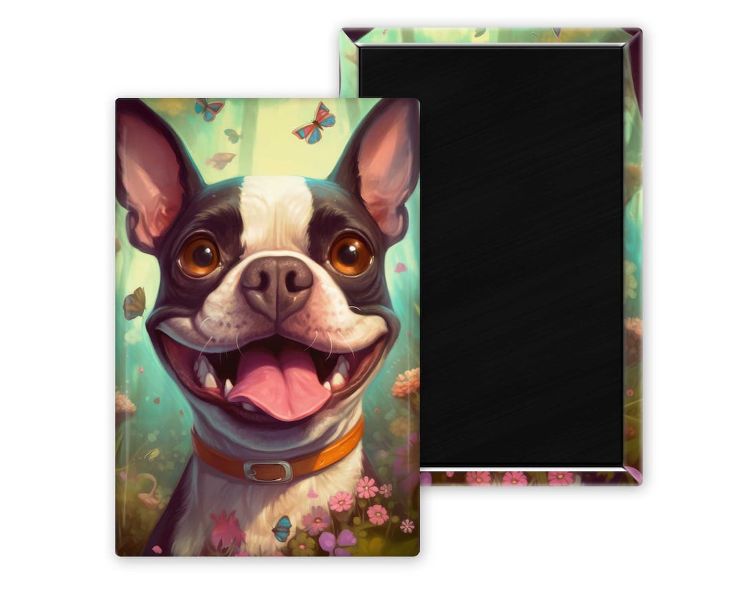 Boston Terrier Gift, Boston Terrier Flowers and Butterflies Dog Art ...