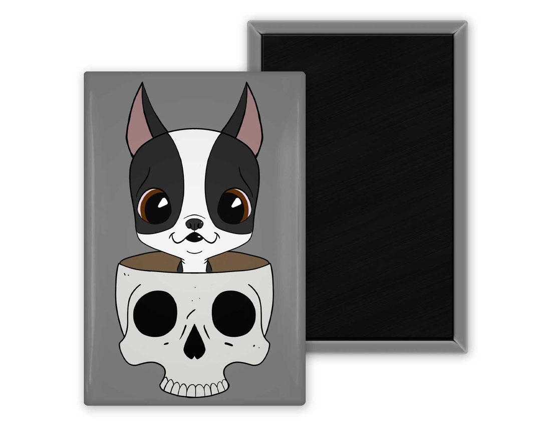 Boston Terrier Skull, Boston Terrier Art, Halloween Vintage, Dog Art ...