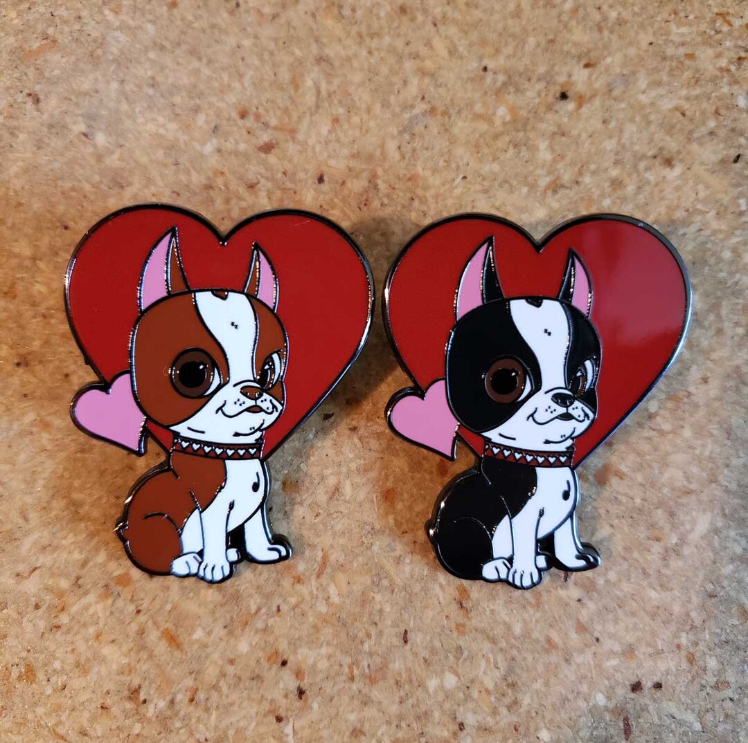Boston Terrier Gift, Boston Terrier Pin, Boston Terrier Heart Pin, Cute ...