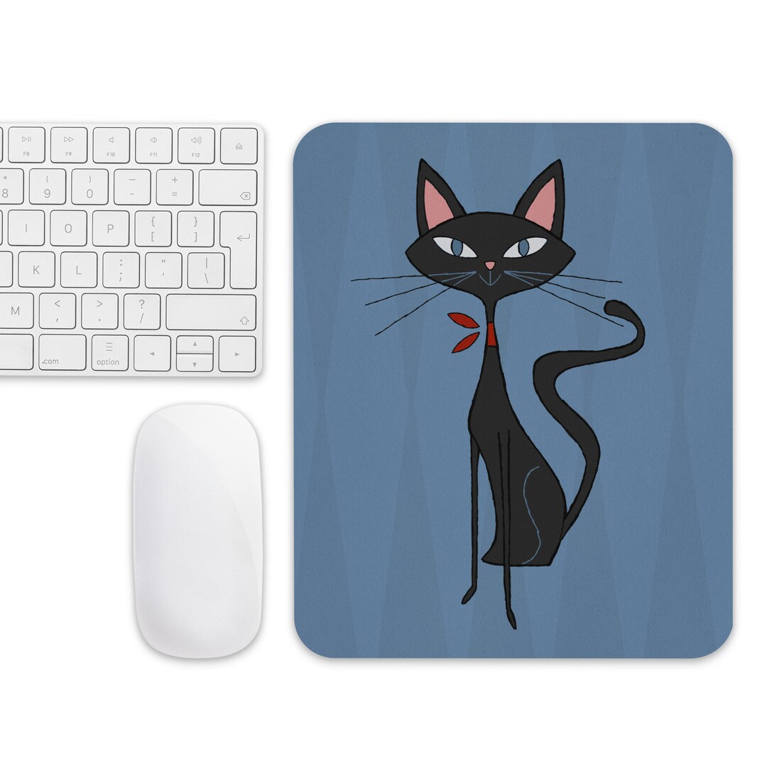 Mid Century Modern Style Cat Mouse Pad, Mid Cent Computer Gift, Mid ...