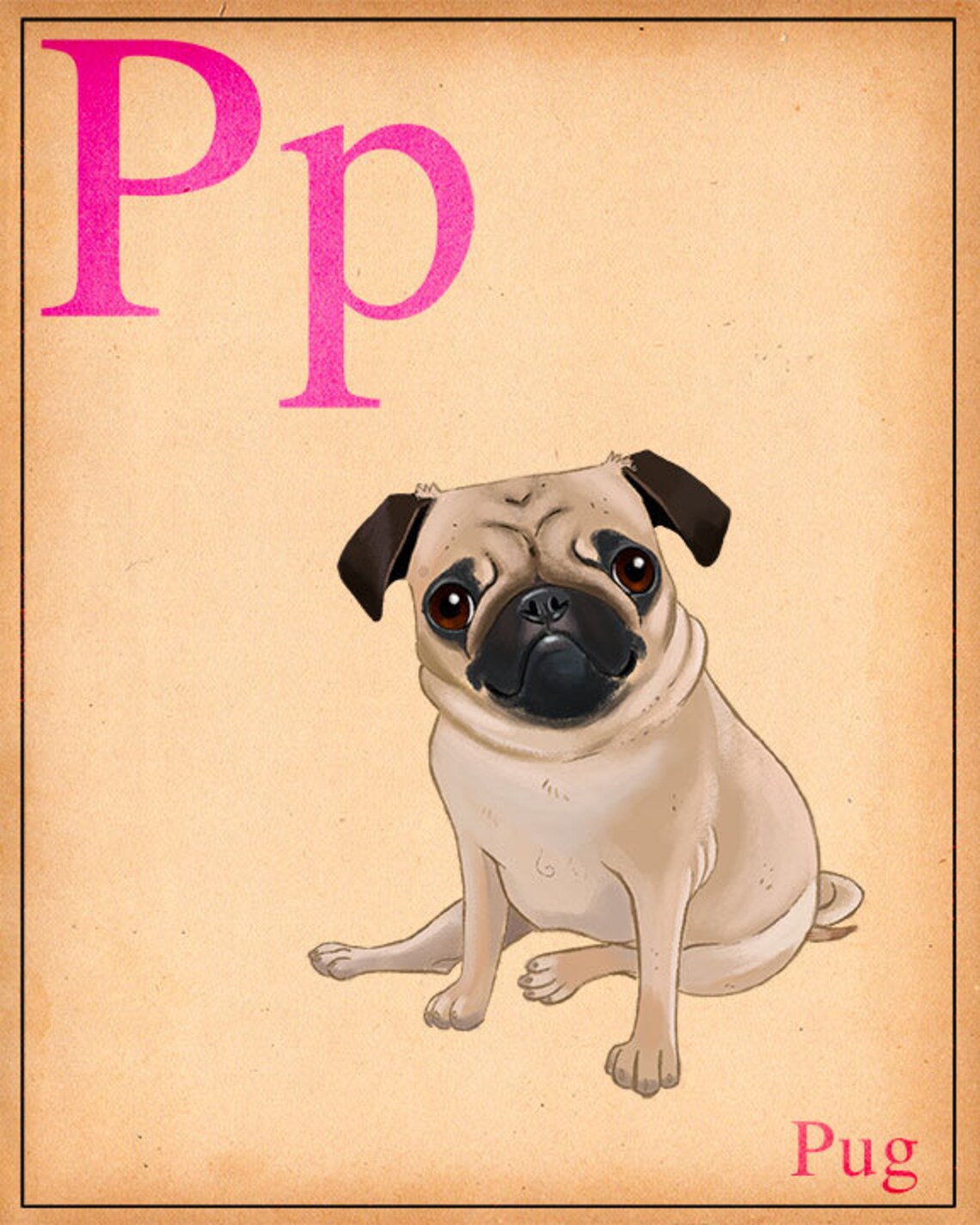 Pug Gift Pug Art Pug Print Pug Wall Decor Cute Pug Dog Art - Etsy