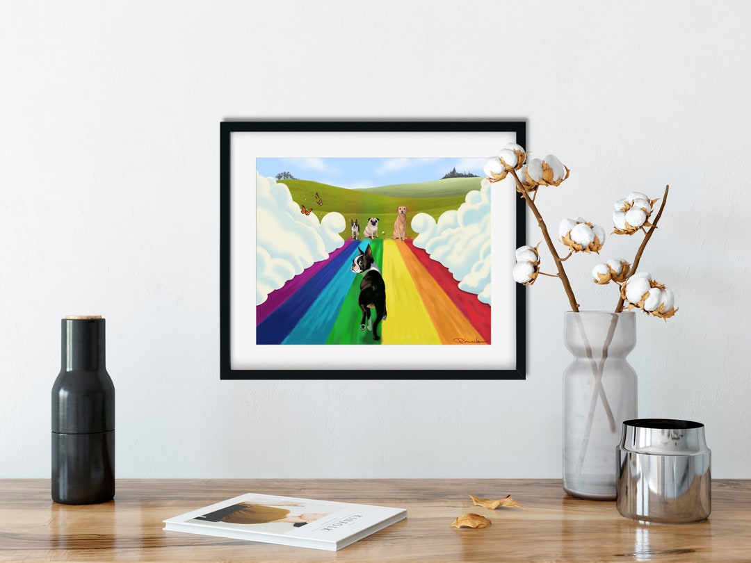 Boston Terrier Gift, Rainbow Bridge Boston Terrier Art, Brian ...