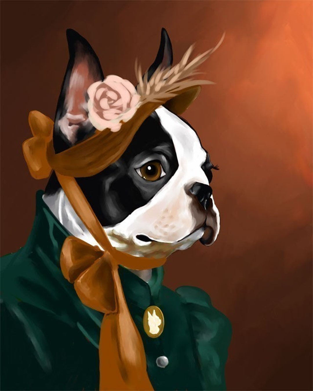 The American Lady Boston Terrier Art Print by Brian Rubenacker, Boston ...