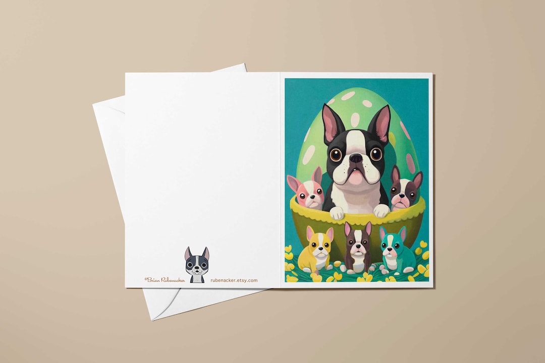 Boston Terrier Card, Easter Cards, Love Hearts, Boston Terrier Greeting ...