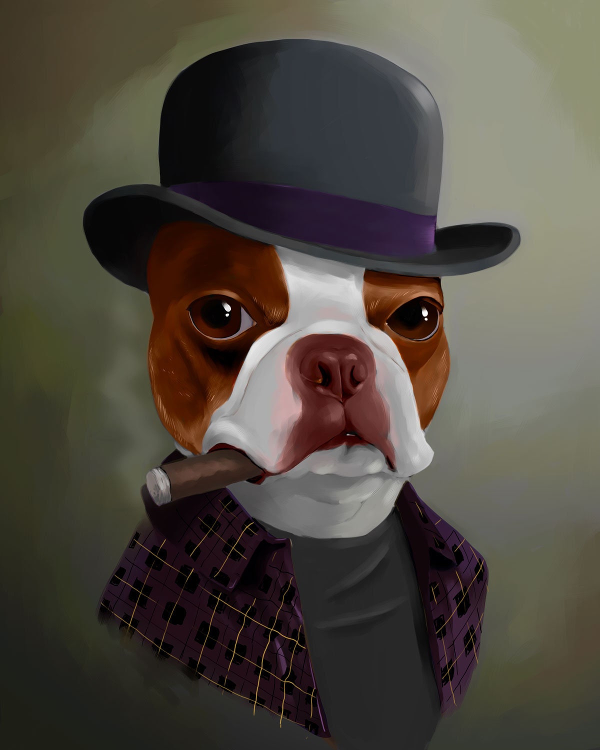 Boston Terrier Gift, the Bowler Hat - Boston Terrier Art, Print by ...