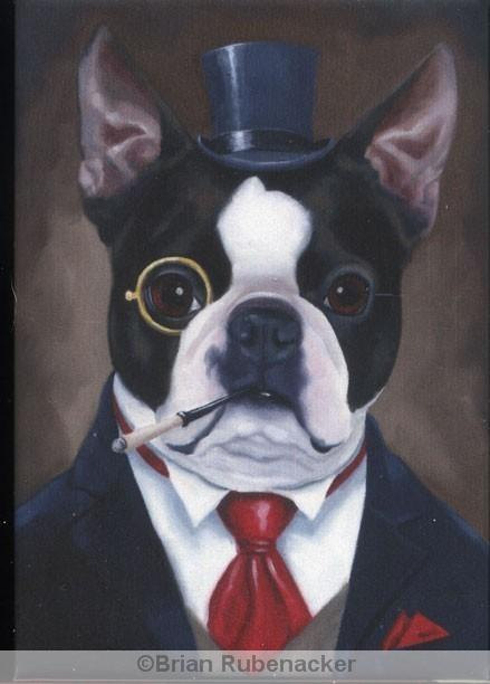 Boston Terrier American Gentleman Dog Art Magnet, Boston Terrier Gift ...