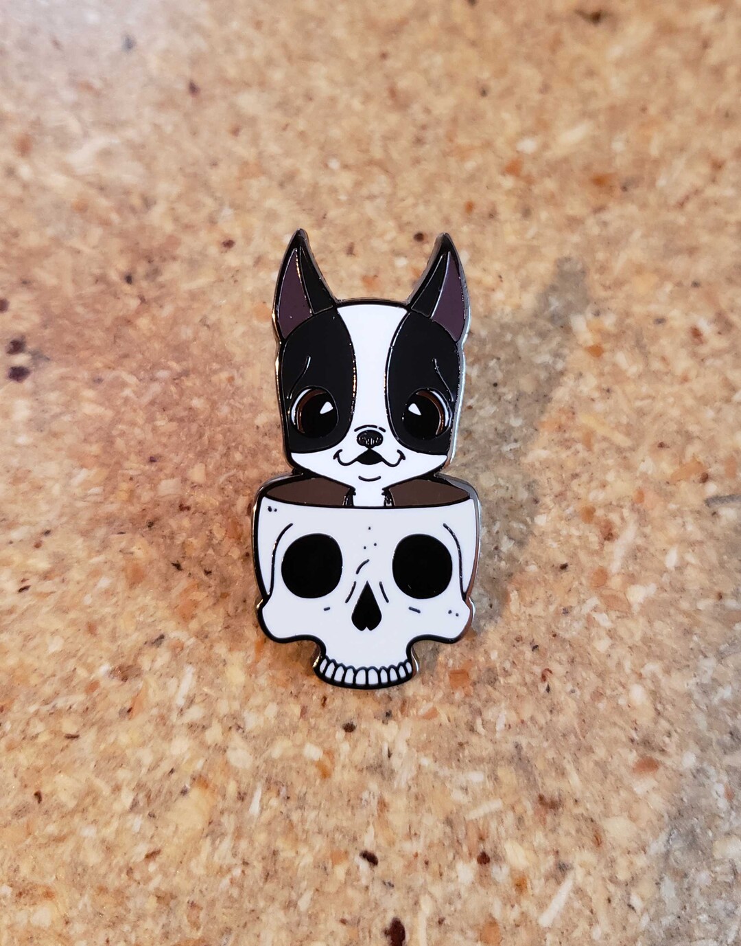 Boston Terrier Gift, Boston Terrier Pin, Boston Terrier in a Skull ...