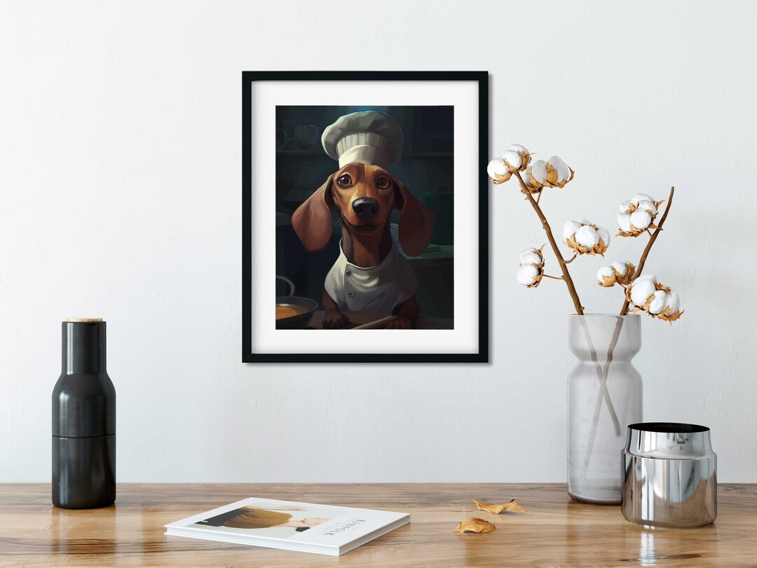Dachshund Gift, Dachshund Chef in Kitchen - Dachshund Dog Art Wall ...