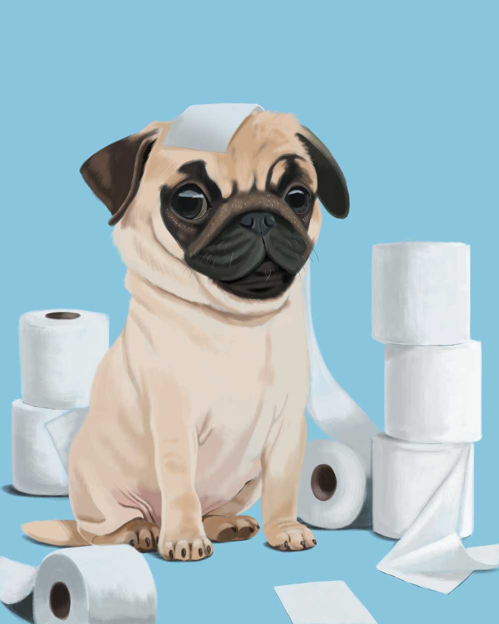 Pug Gift, Pug Art, Pug Print, Pug Wall Decor, Cute Pug Dog Art Print ...