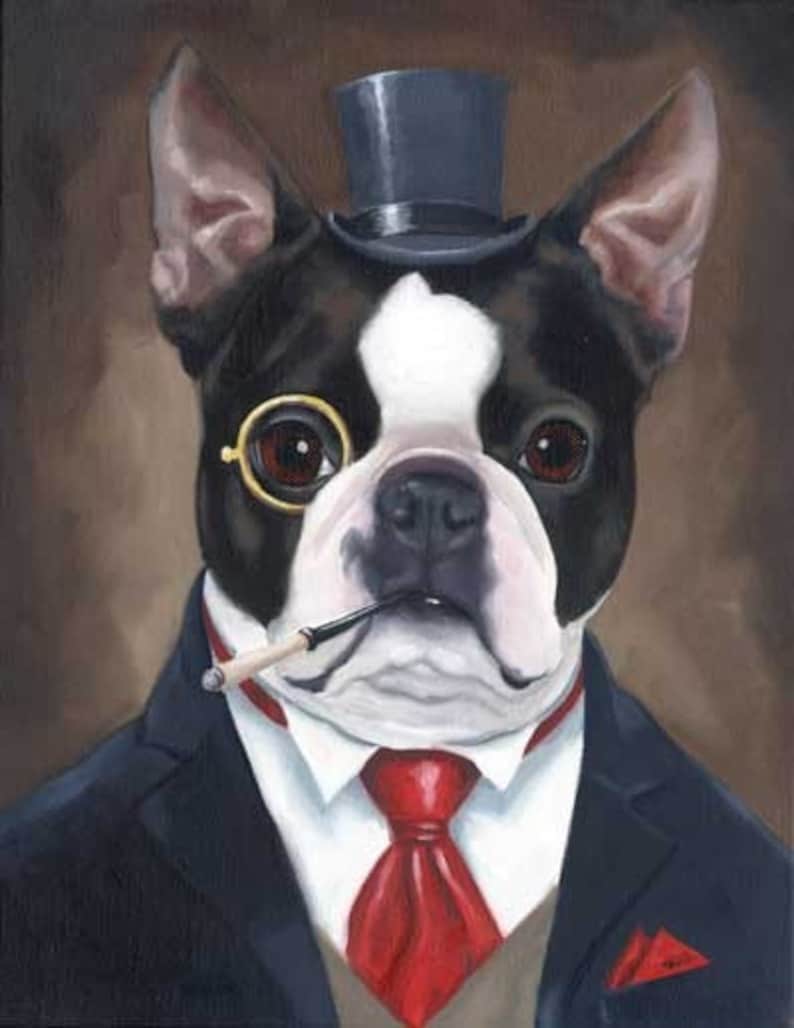 Boston Terrier American Gentleman Art Print Boston Terrier | Etsy