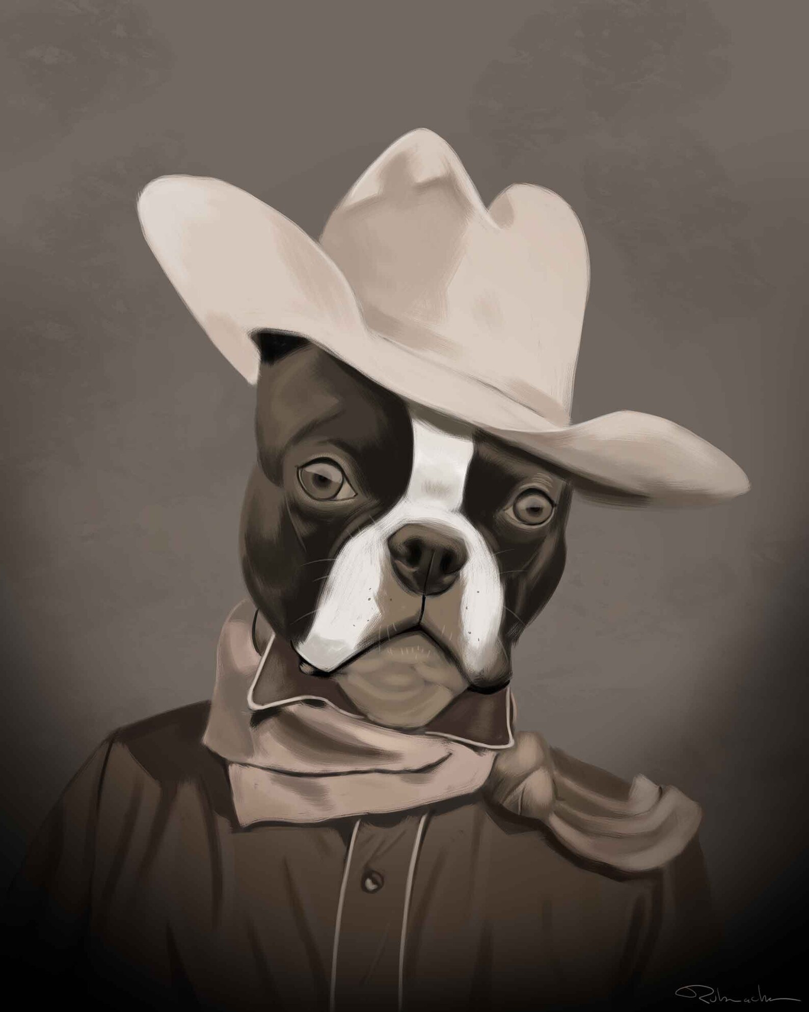 Boston Terrier Gift, Old West Boston Terrier Art, Print by Brian ...